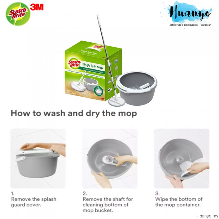 3M Scotch Brite 360° Compact Microfiber T6 Single Spin Mop Bucket Set ...