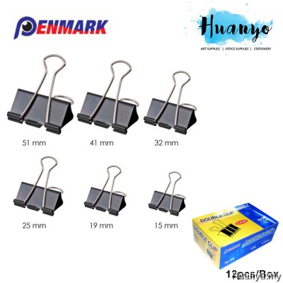 Penmark Metal Double Binder Clip 51MM 41MM 32MM 25MM 19MM 15MM 12pcs BOX