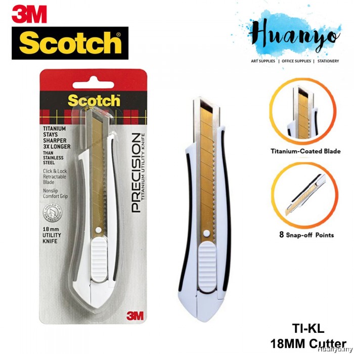 3M Scotch Precision Titanium Utility Knife Hand Cutter 9mm / 18mm ...