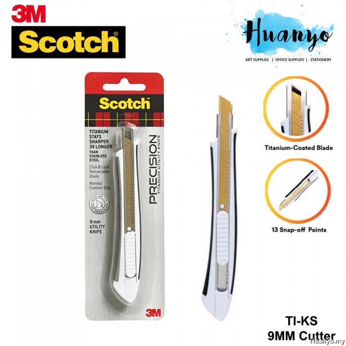3M Scotch Precision Titanium Utility Knife Hand Cutter 9mm / 18mm ...