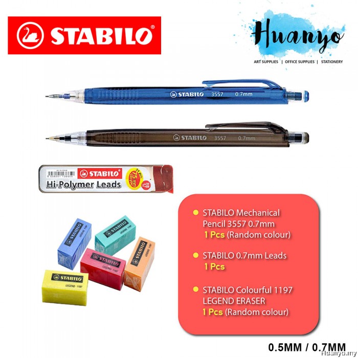 Stabilo Tri Grip Mechanical Pencil 3557 & Hi Polymer Pencil Lead Refill ...