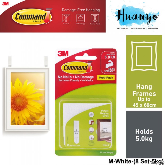 3M Command Picture Poster Canvas Wall Hanging Frame Tape Strip (Per ...