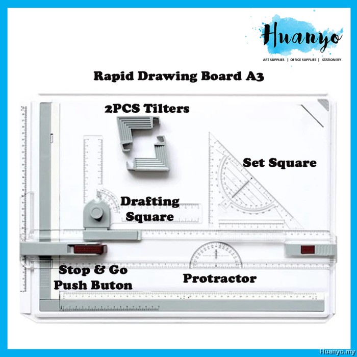 Rapid / World Technical Drawing Board Set With Detachable Ruler (A3 ...