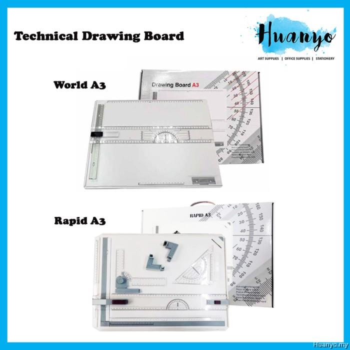 Rapid / World Technical Drawing Board Set With Detachable Ruler (A3 ...