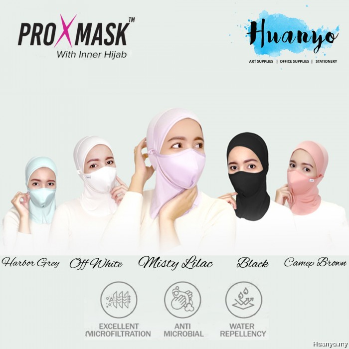 Muslimah Inner Hijab + ProXmask 90 5 Layer Anti Bacterial Reusable ...