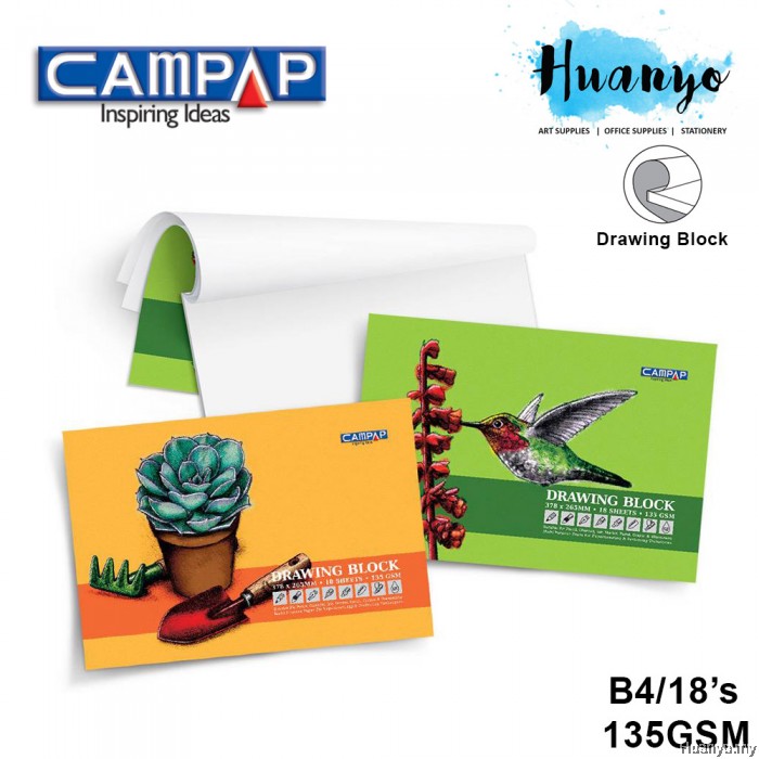 CAMPAP Premium Drawing Paper Pad Block B4 Size 18 Sheets (135GSM ...