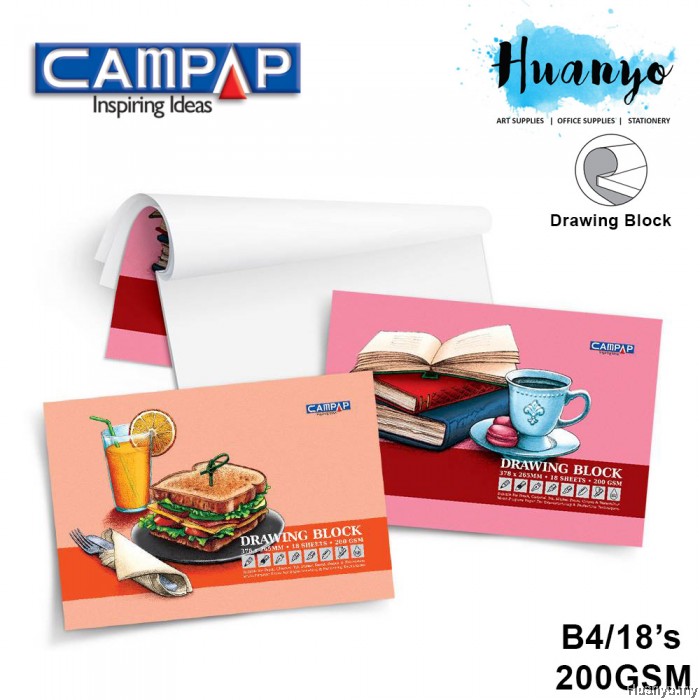 CAMPAP Premium Drawing Paper Pad Block B4 Size 18 Sheets (135GSM ...