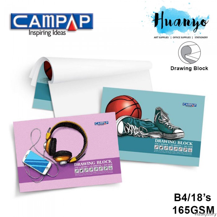 CAMPAP Premium Drawing Paper Pad Block B4 Size 18 Sheets (135GSM ...