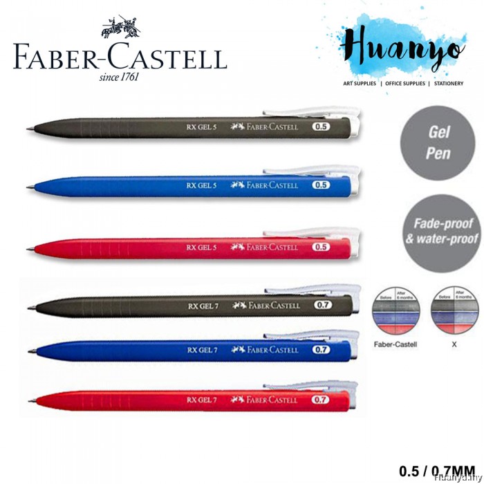 Faber-Castell Retractable RX Gel Pen (0.5mm / 0.7mm) [Black, Blue , Red ...