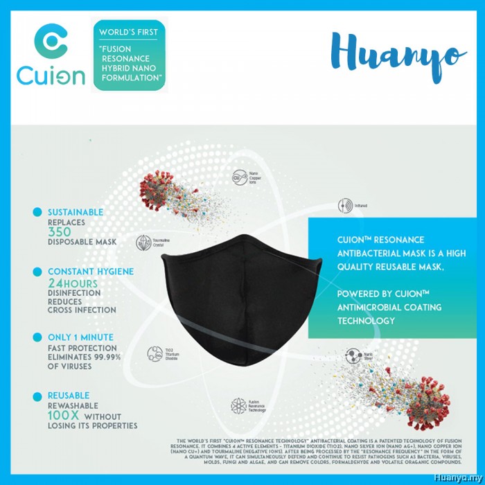 Cuion / Quantum Ion Anti Viral Virus 3 Layer Washable Reusable Fabric ...
