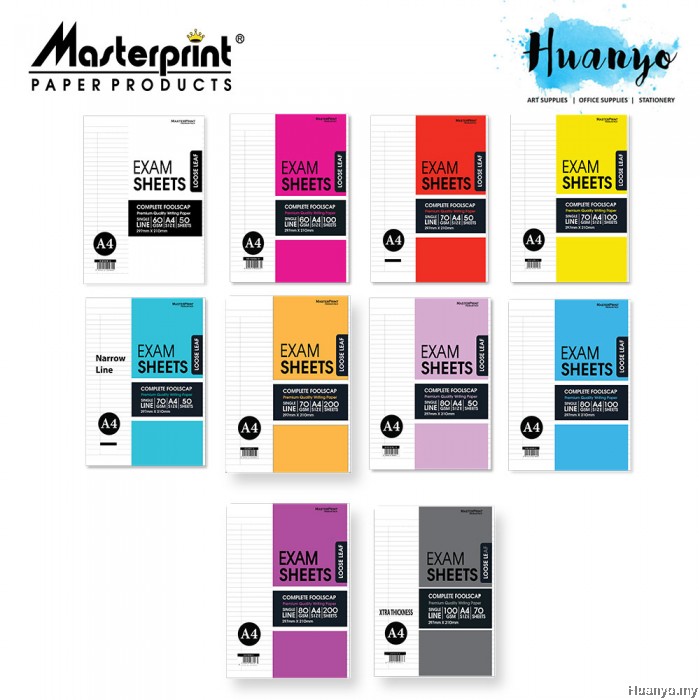 Masterprint A4 Single Line Foolscap Paper Exam Sheets (50 / 70 / 100 ...