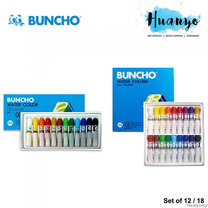 Buncho Water Colour Set of 12 / 18 (6CC Tube)