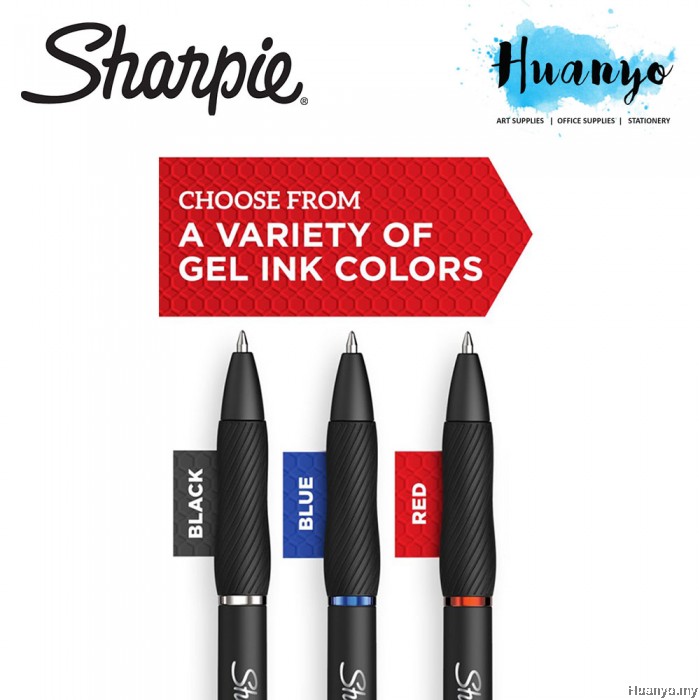 Sharpie S-Gel Retractable Rubber Grip Gel Pen (0.5 / 0.7MM, Black/Blue ...