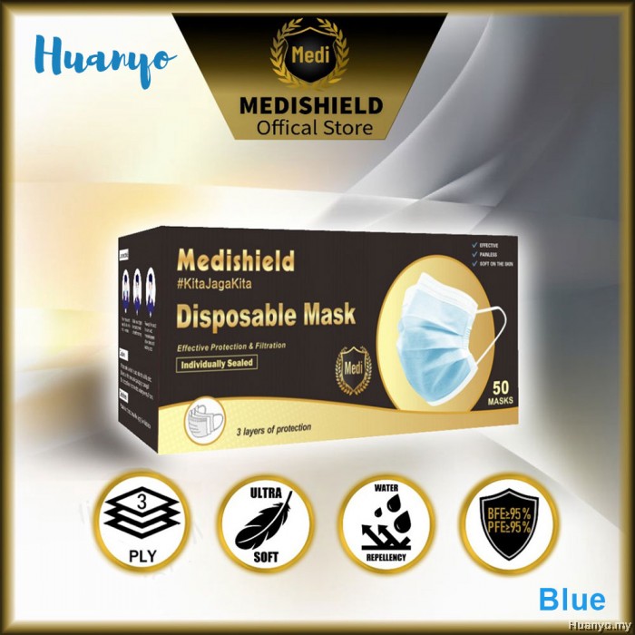 MediShield 3 Ply Layer Ultra Soft Premium Non Medical Face Mask [Great ...