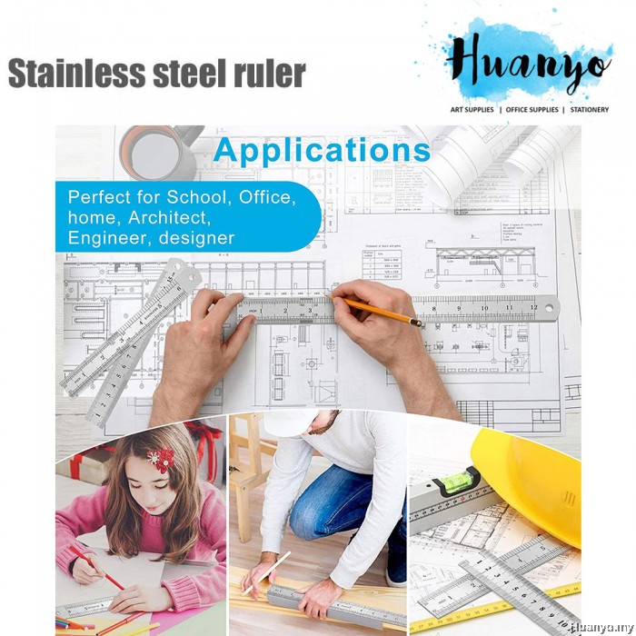 Standard Stainless Steel Metal Long Ruler with CM & Inch (15cm/ 6 inch ...