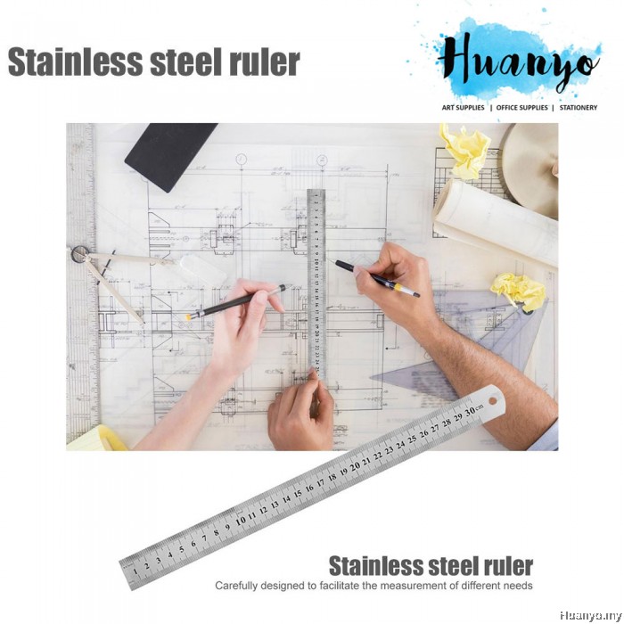 Standard Stainless Steel Metal Long Ruler with CM & Inch (15cm/ 6 inch ...