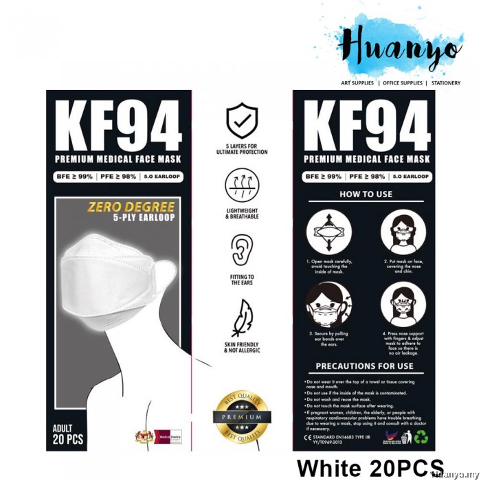 Zero Degree KF94 5 Ply 4 Ply Layer Medical Anti Virus Face Mask (20pcs Per Box) [MDA Approved ...