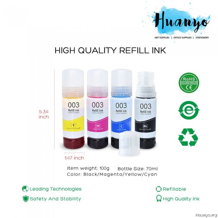 Epson 003 Printer Ink Refill Compatible for L1110 L1210 L3110 L3116 ...