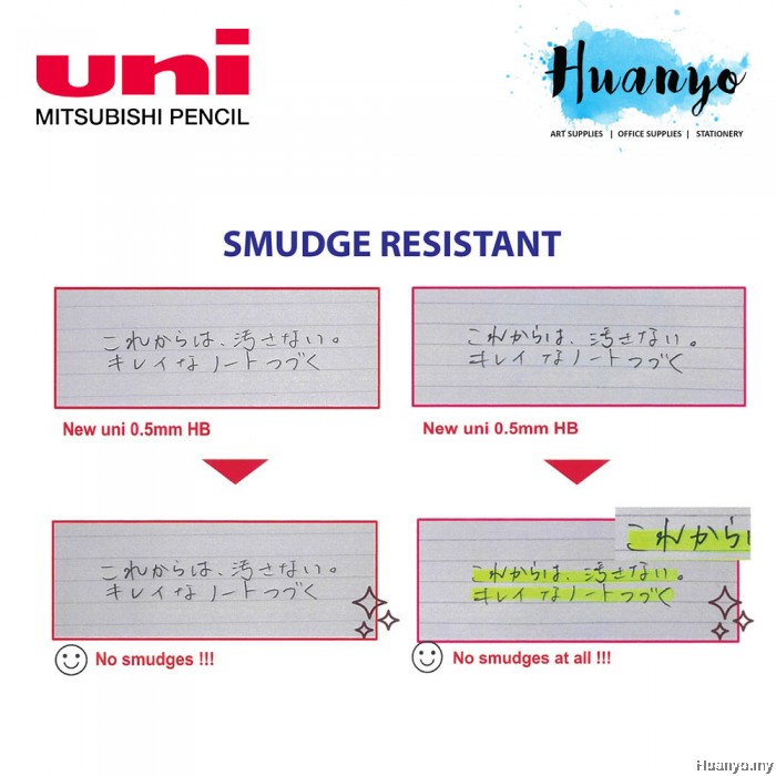 Uni Mechanical Pencil Lead Smudge Resistant UL S 05 0.5MM (H HB B 2B 4B)