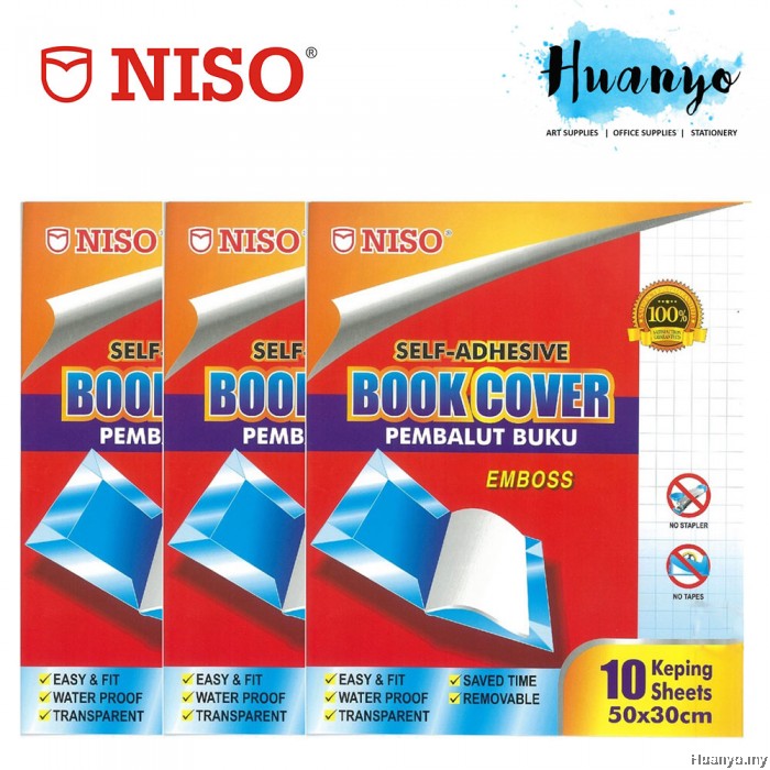 Niso Self-Adhesive Book Cover Emboss 50 CM X 30 CM (10 Sheets Pack)