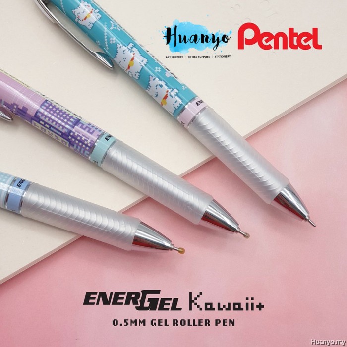 Energel Kawaii +4 Retractable Gel Roller Pen 0.5MM, Blue Ink (Limited Edition Floral Series)