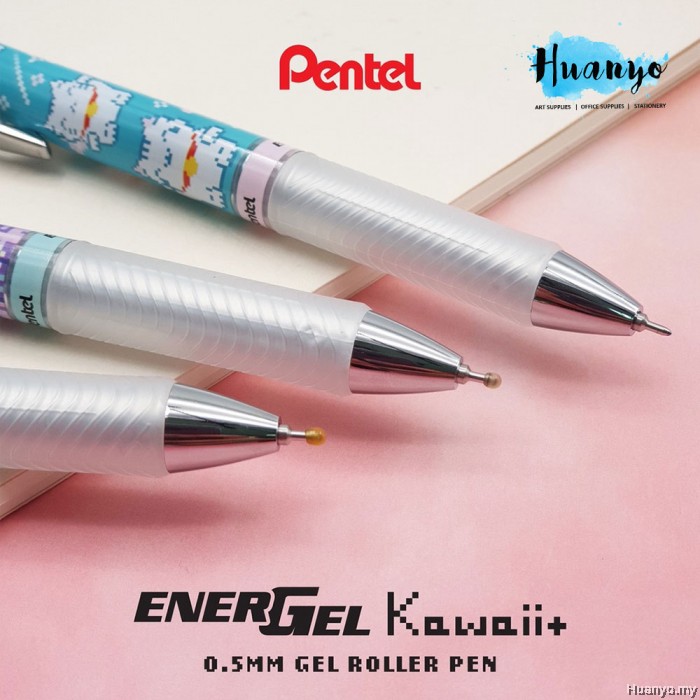 Energel Kawaii +4 Retractable Gel Roller Pen 0.5MM, Blue Ink (Limited Edition Floral Series)