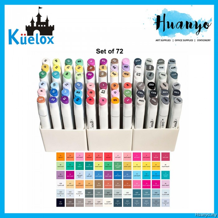 Kuelox Artist Drawing Colour Marker Pen (Set of 36 / 48 / 72)