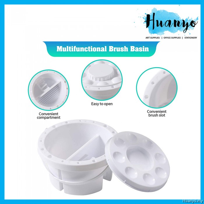 Artist Paint Brush Washing Basin Bucket Container with Brush Holder ...