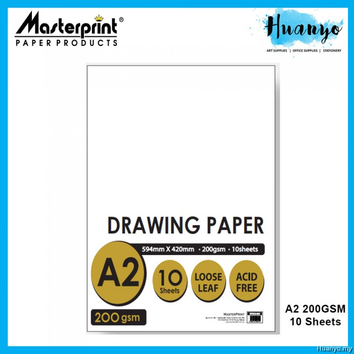 Masterprint A2 Drawing Paper Sheet Pack 165GSM / 200GSM (10 Sheets )