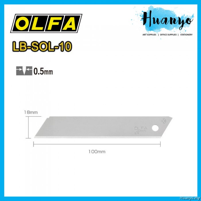 OLFA (L-SOL-10B) 18mm Heavy Duty Utility Cutter Blades, 10 Blades/Pack
