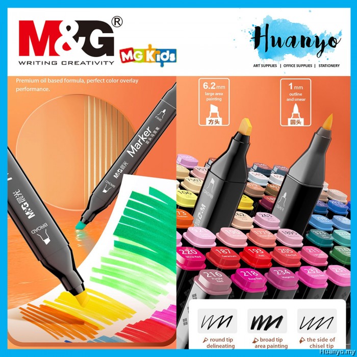 M&G Dual Twin Tip Art Colour Marker Set 12/24/36/60/80 For Drawing ...