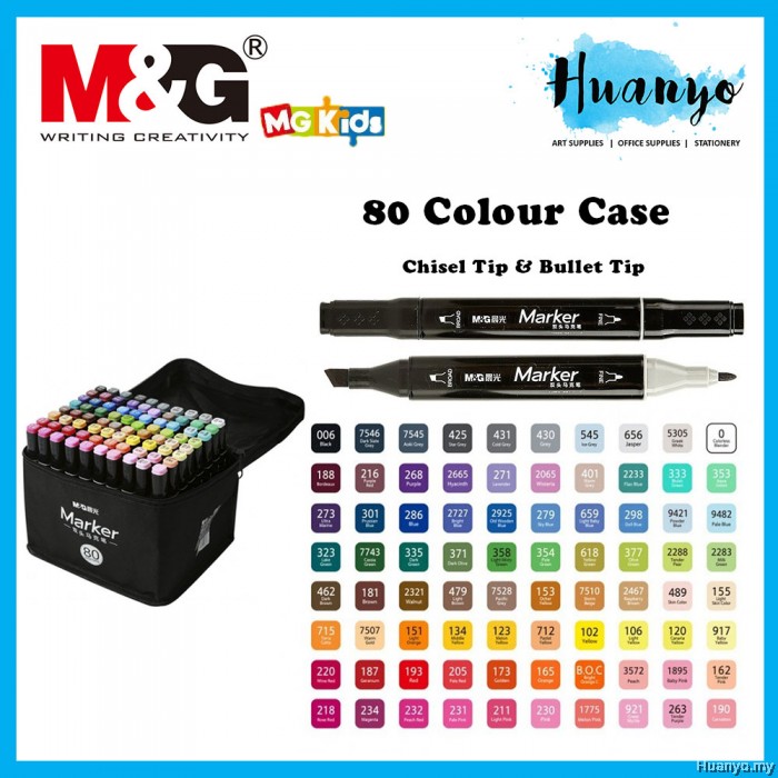 M&G Dual Twin Tip Art Colour Marker Set 12/24/36/60/80 For Drawing ...