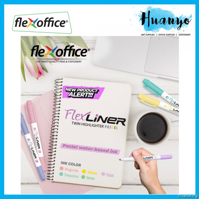 Flexoffice Pastel / Fluorescent Colour Twin Highlighter Flexliner Pen ...