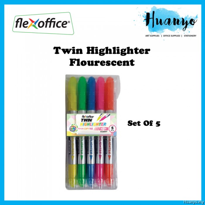 Flexoffice Pastel / Fluorescent Colour Twin Highlighter Flexliner Pen ...