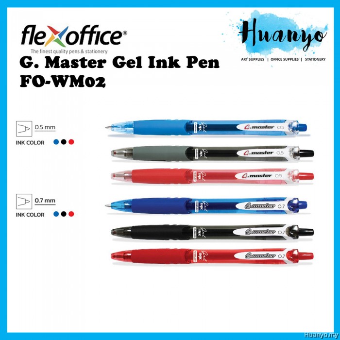 FlexOffice G Master Gel Ink Pen 0.5/0.7MM (Black/Blue/Red Ink) FO-GEL021