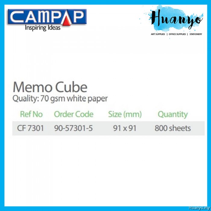 CAMPAP Eco Forest Memo Cube/White Memo Cube Paper 91X91MM CF 7301/CA 3997