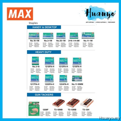 Max Heavy Duty Staples Bullet No. 1210 23/10, 1213 23/13, 1217 23/17