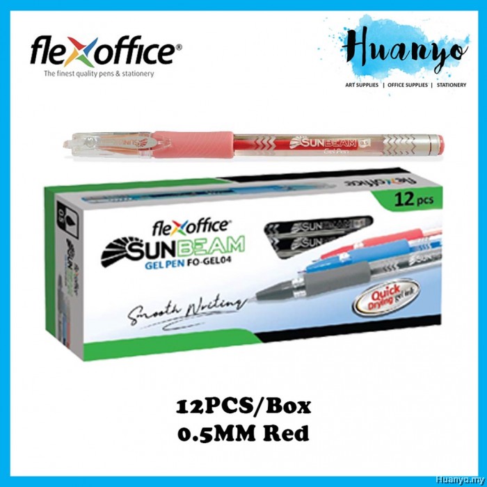 FlexOffice Sunbeam Stick Gel Pen (12PCS/Box) Black/Blue/Red 0.5/0.7MM ...