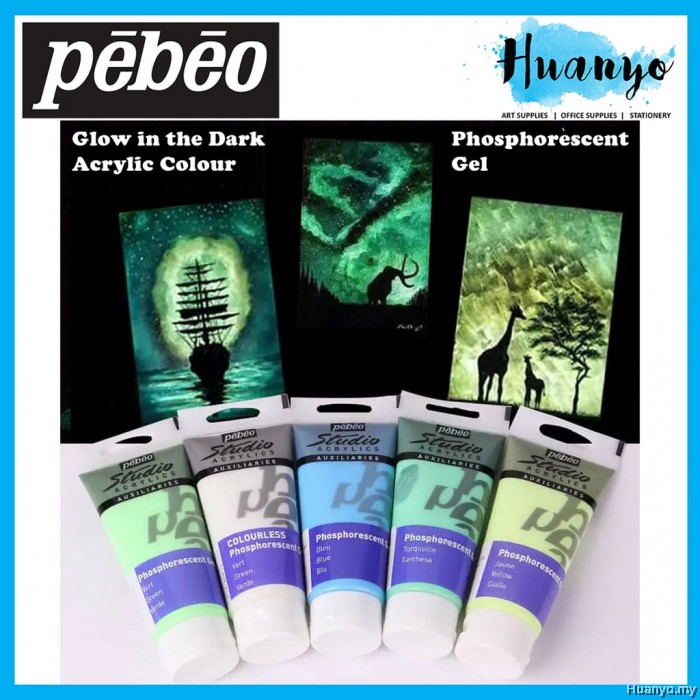 Pebeo Glow in the Dark Acrylic Paint Phosphorescent Gel 100ML Luminous ...