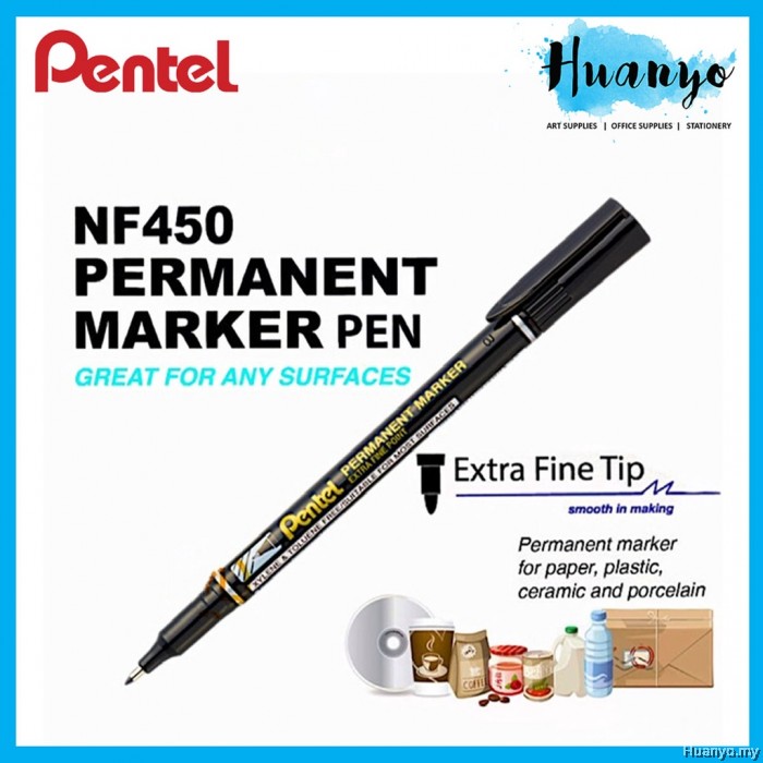 Pentel Slim Permanent Marker Pen Extra Fine Point (Black/Blue/Red/Green)