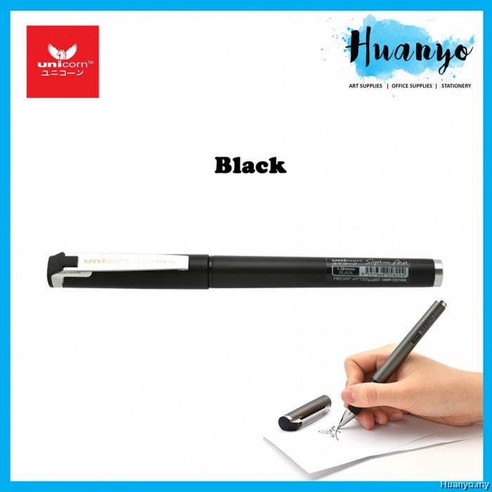 Unicorn Black Ink Gel Sign Pen 797 1.0MM (Black / Grey Barrel) UGP-797GX