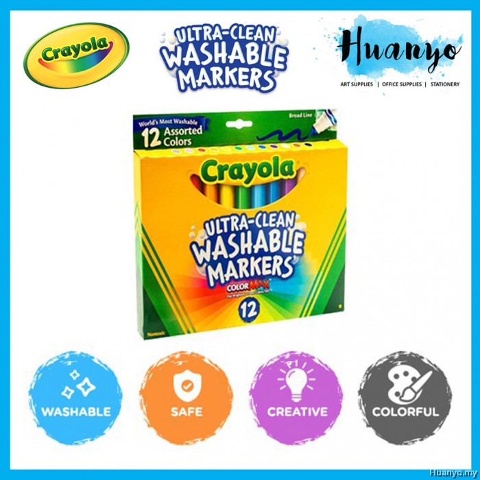 Crayola Ultra-Clean Washable Markers Color Max Set of 12 Fine / Broad Line