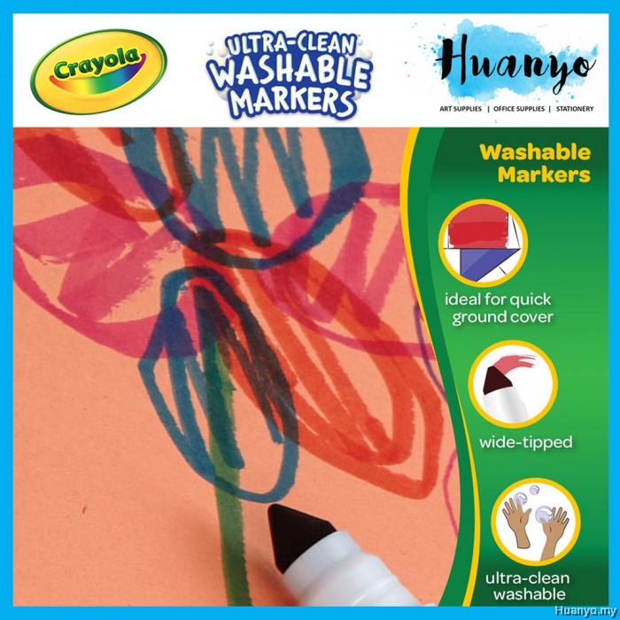Crayola Ultra-Clean Washable Markers Color Max Set of 12 Fine / Broad Line