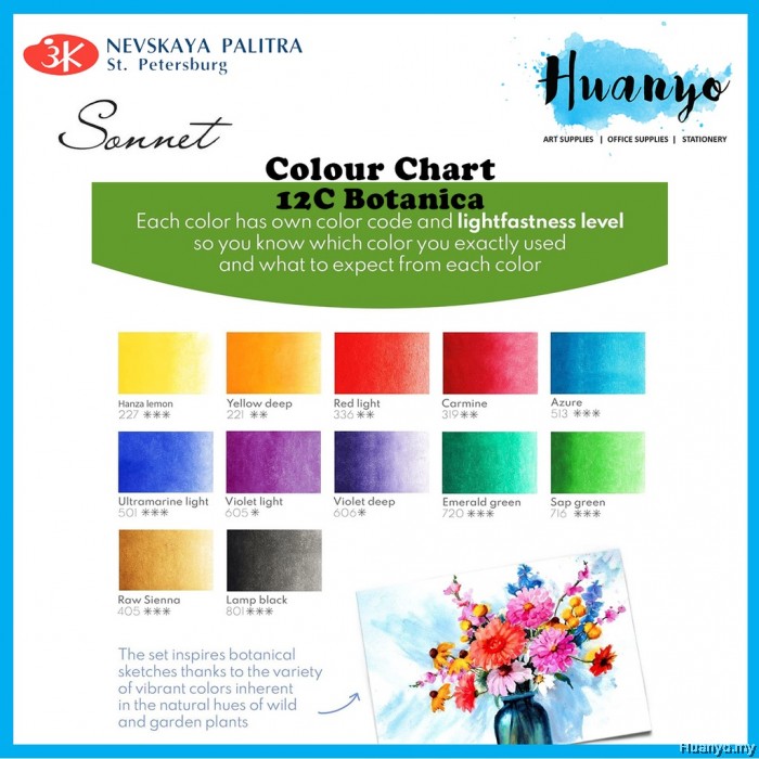 Nevskaya Palitra Sonnet Water Colour Thematic Set - 12 Color / 21 Full ...