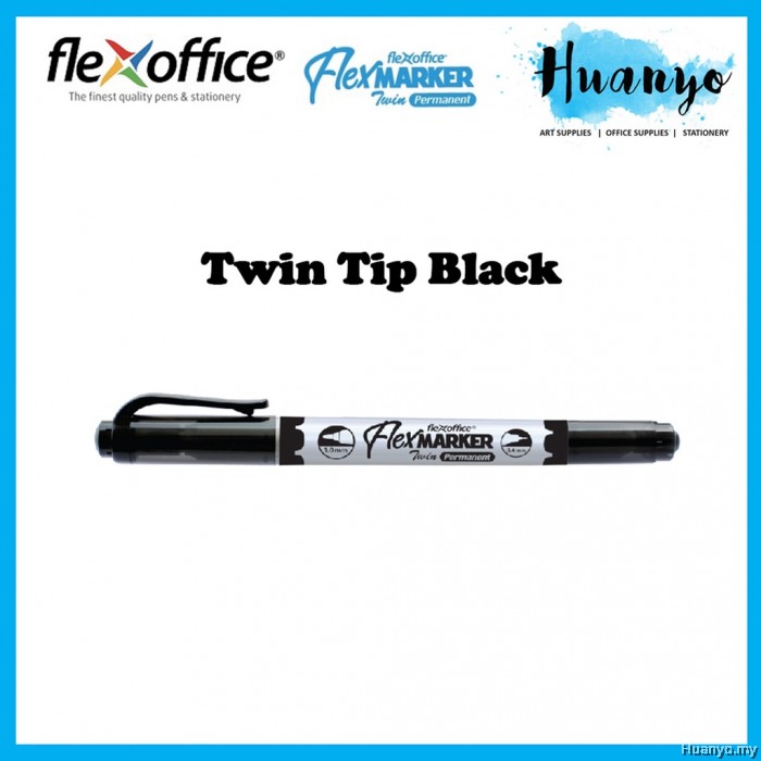 FlexOffice FlexMarker Twin Tip Permanent Marker Per PCS (Blue/Black/Red ...