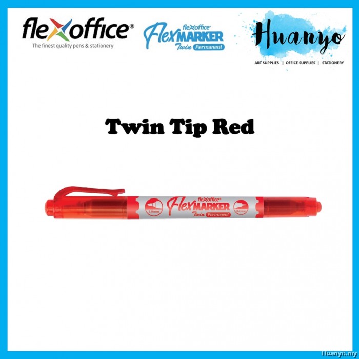 FlexOffice FlexMarker Twin Tip Permanent Marker Per PCS (Blue/Black/Red ...