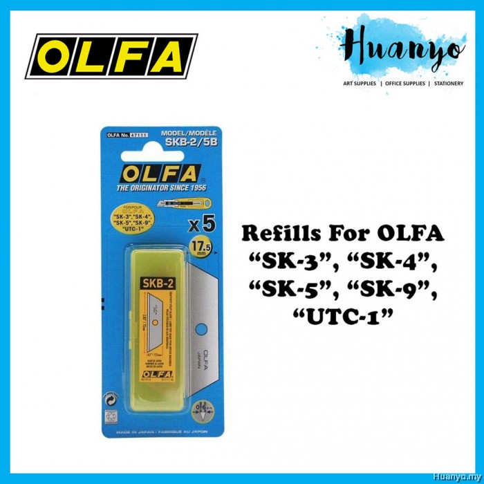 Olfa (SKB-2/5B) 17.5mm Heavy Duty Utility Cutter Blades, 5 Blades/Pack