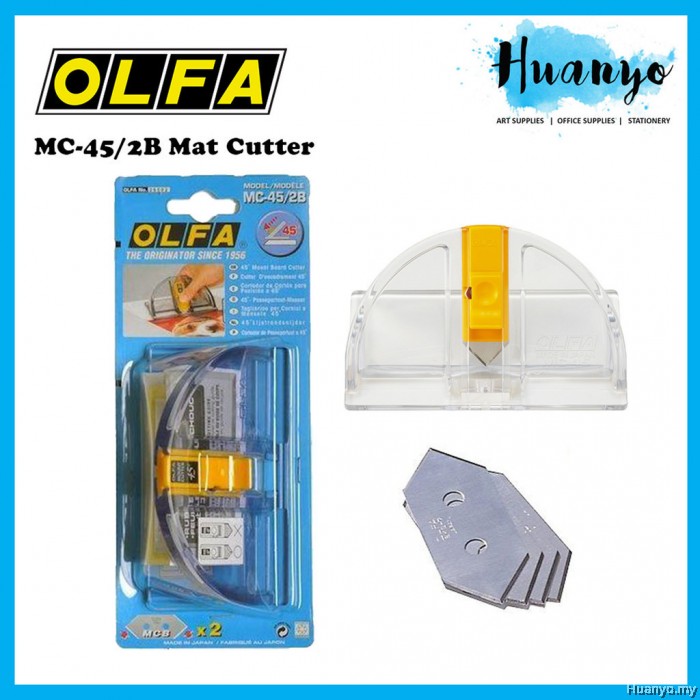Olfa MC-45/2B Mat Cutter 45 Degree (With 2 Blades) For Hobby Craft & Utility (Blades Refill MCB-1)