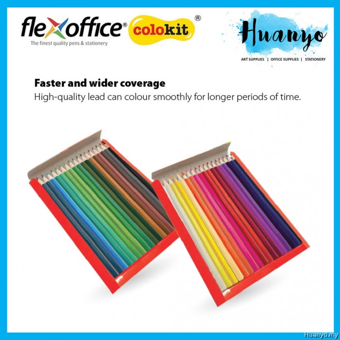 FlexOffice Colokit Colored Pencils Non-Toxic Pre-Sharpened Set of 12/24 ...