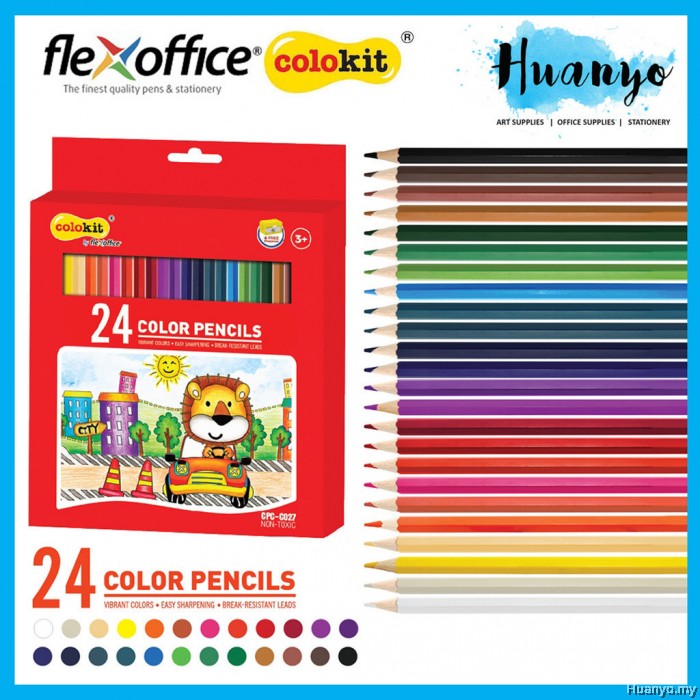 FlexOffice Colokit Colored Pencils Non-Toxic Pre-Sharpened Set of 12/24 ...